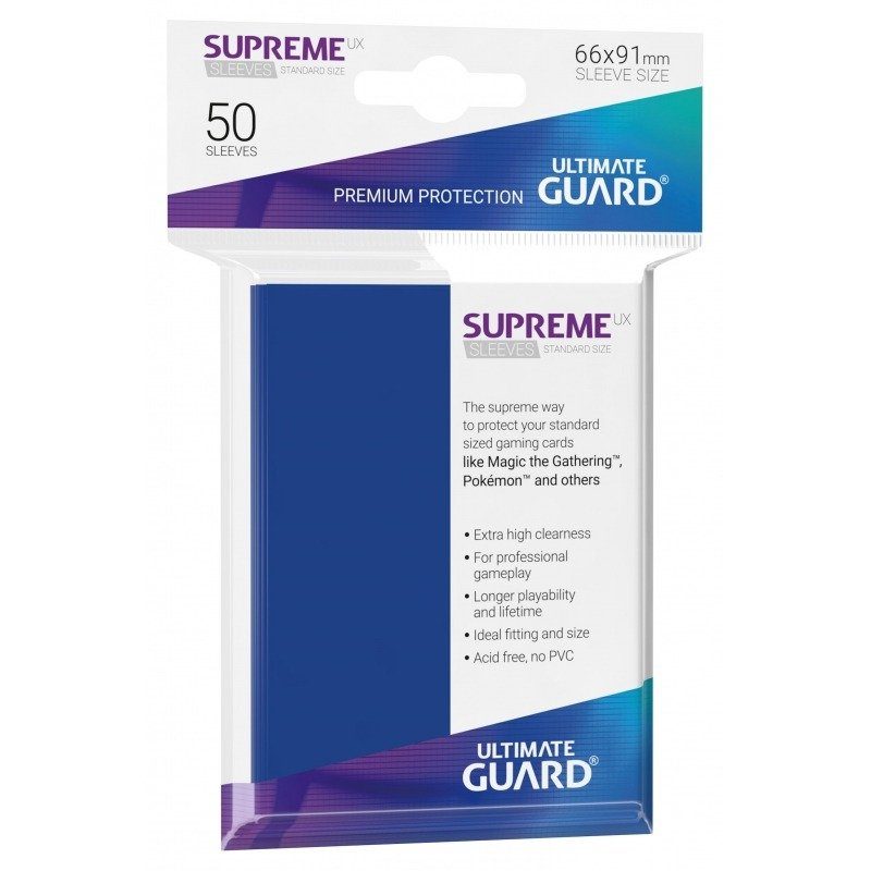 SUPREME UX (blå) Deck Protector Sleeves 50 stk. top-loading (66x91mm ...