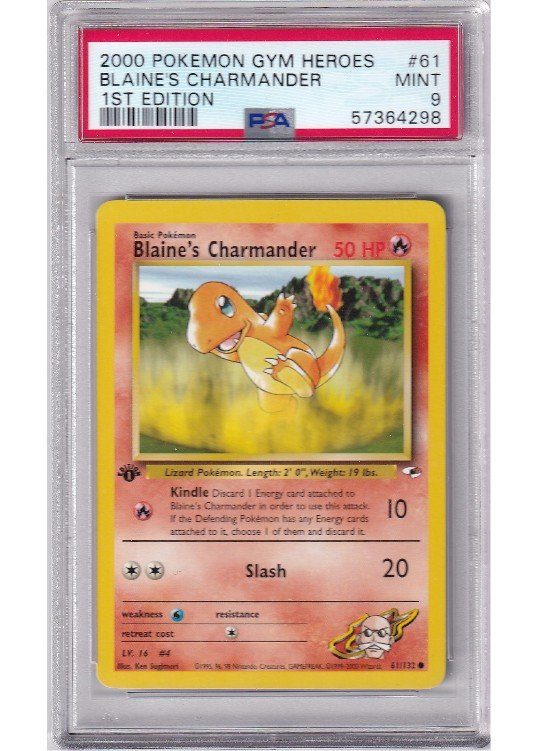 Blane´s Charmander PSA 9 - Gradede pokemon kort på Pokemons.dk