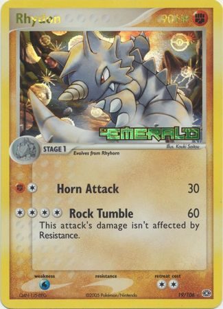 Rhydon - 19/106 - Reverse - Pokemon enkeltkort fra EX Emerald