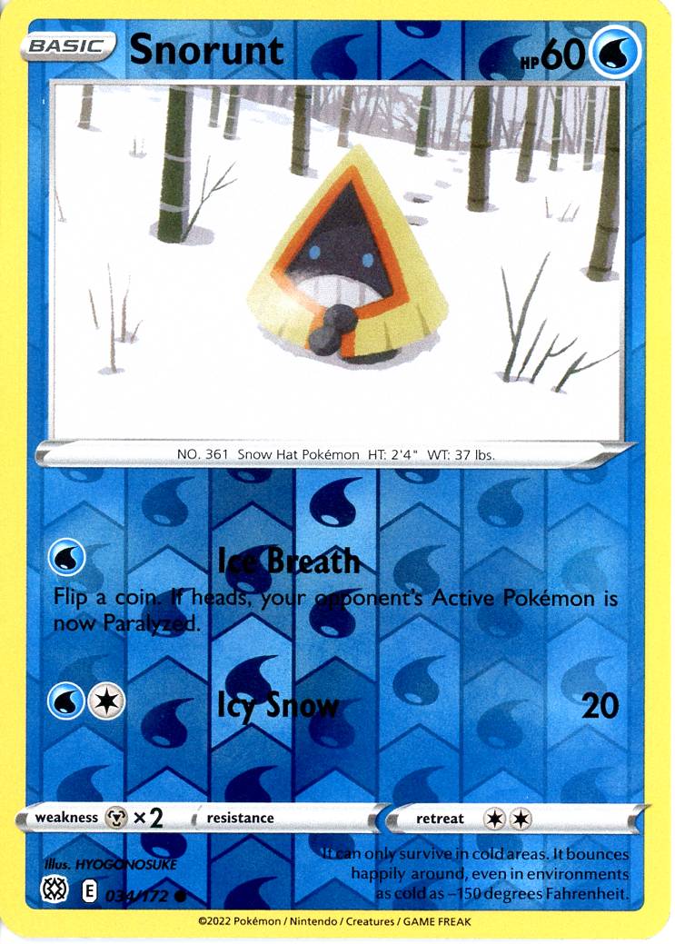 Snorunt - 34/172 - Reverse - Pokemon enkeltkort fra SWSH Brilliant Stars
