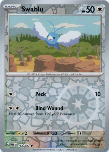 Swablu 152/182 Reverse - Pokemon enkeltkort fra SV04 Paradox Rift