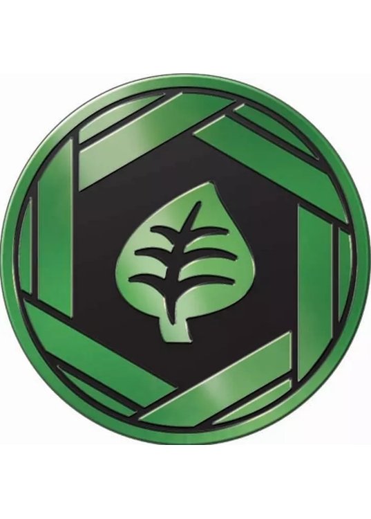 Grass type symbol Pokemon mønt (Grøn - Mirror Holo) - Stor - Pokemons