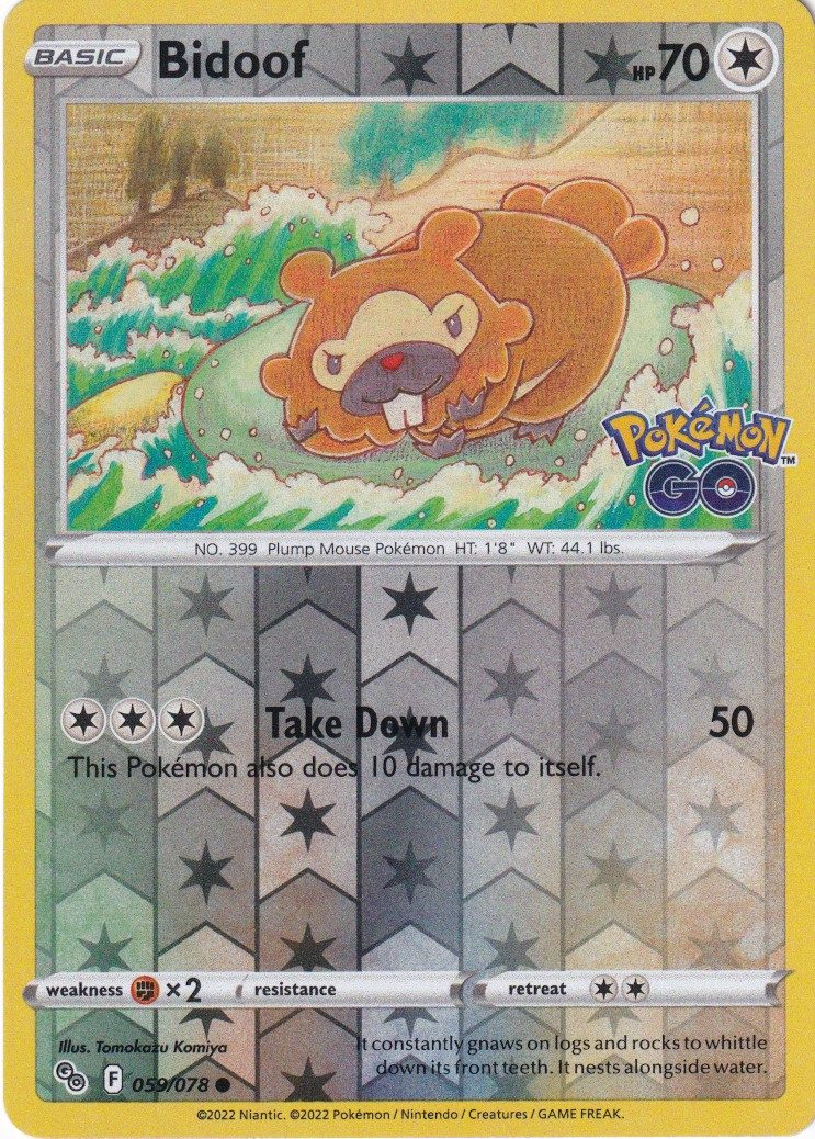 Bidoof - 59/078 - Reverse - Pokemon enkeltkort fra SWSH Pokemon GO TCG