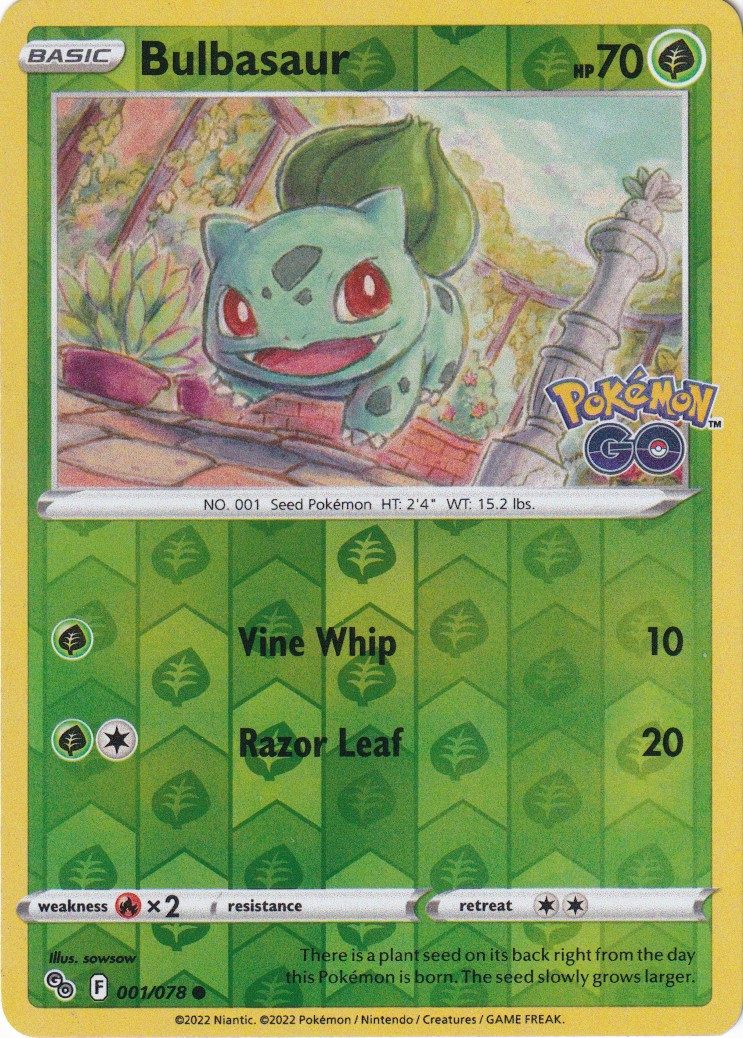Bulbasaur - 1/078 - Reverse - Pokemon enkeltkort fra SWSH Pokemon GO TCG
