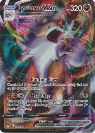 Lycanroc VMAX 92/203 - Pokemon enkeltkort fra SWSH Evolving Skies
