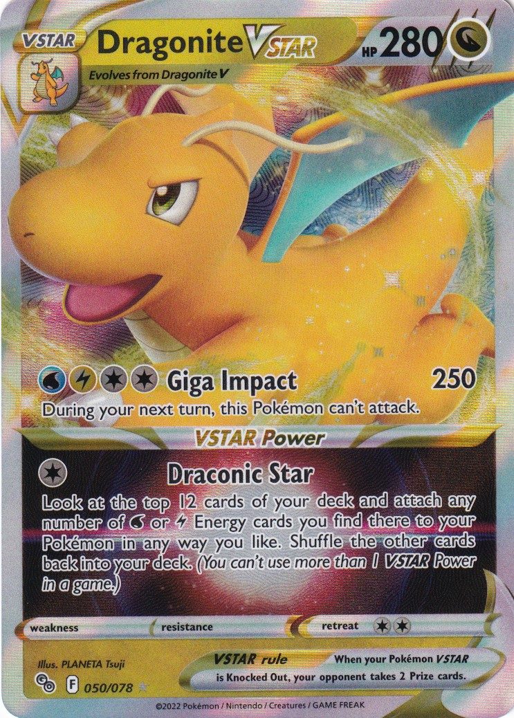 Dragonite VSTAR - 50/078 - Pokemon enkeltkort fra SWSH Pokemon GO TCG