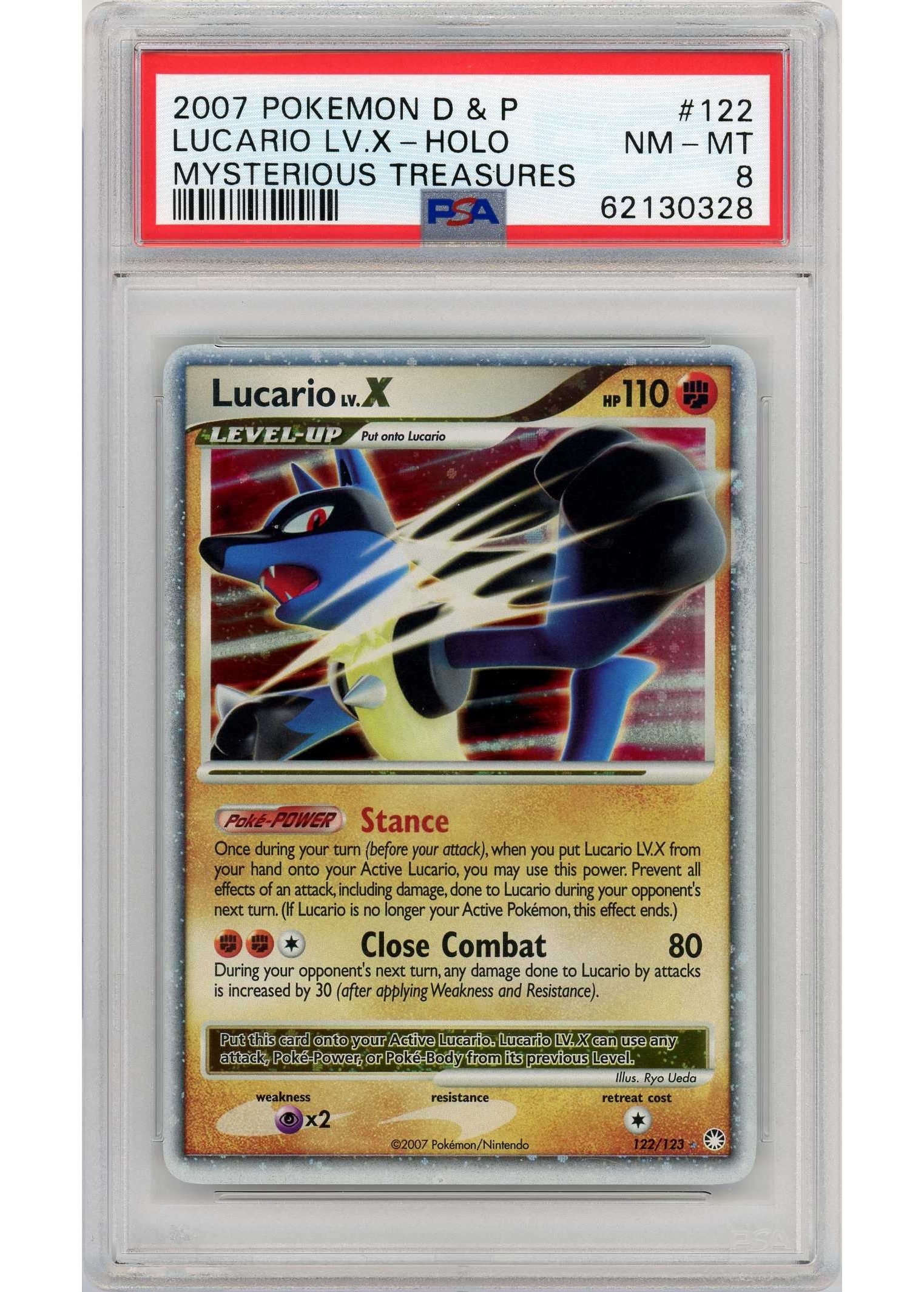 Lucario LV.X PSA 8 - Gradede pokemon kort på Pokemons.dk
