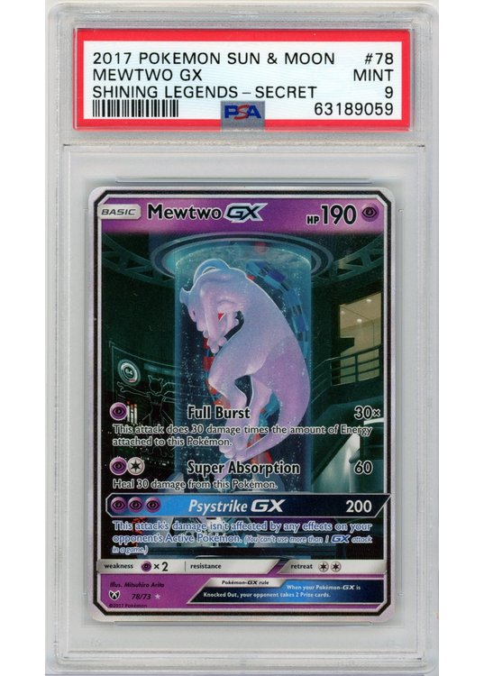 Mewtwo GX PSA 9 - Gradede pokemon kort på Pokemons.dk