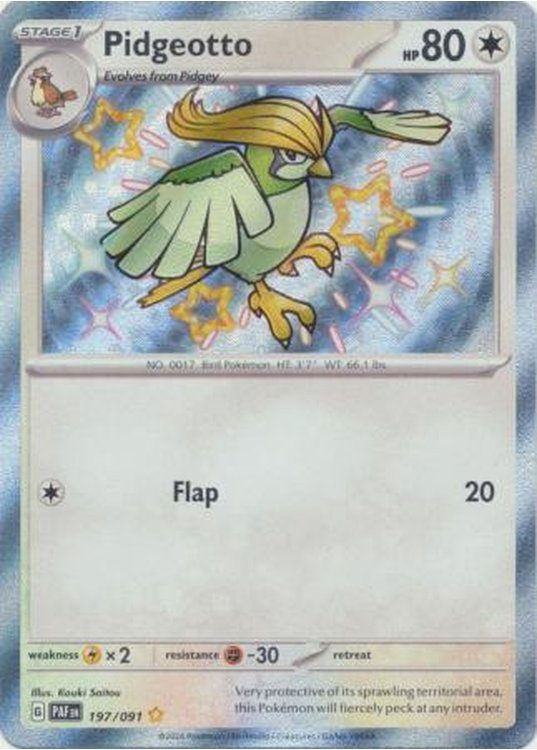 Pidgeotto 197/091 - Pokemon enkeltkort fra SV04.5 Paldean Fates