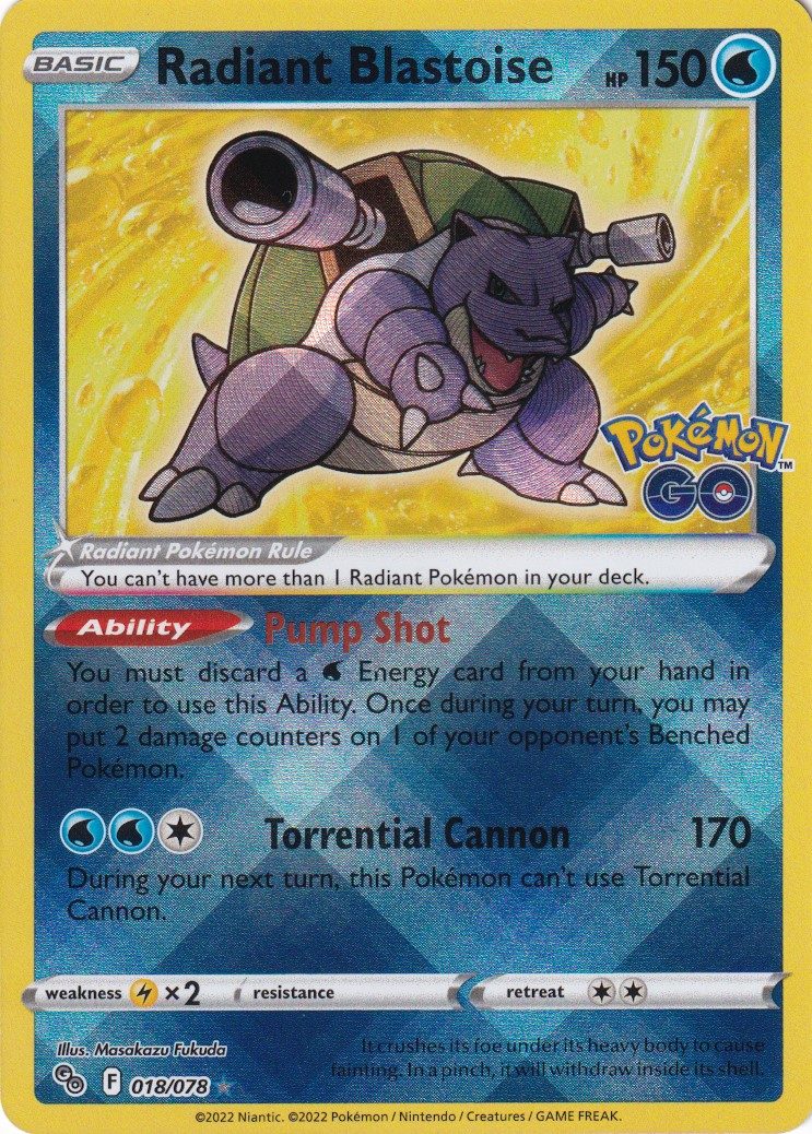 Radiant Blastoise - 18/078 - Pokemon enkeltkort fra SWSH Pokemon GO TCG