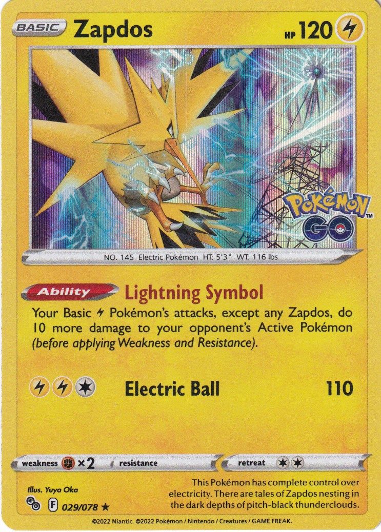 Zapdos - 29/078 (Holo) - Pokemon enkeltkort fra SWSH Pokemon GO TCG