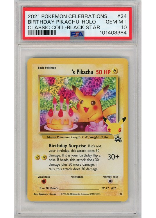 Birthday Pikachu – Classic Collection PSA 10 - Gradede pokemon kort på ...